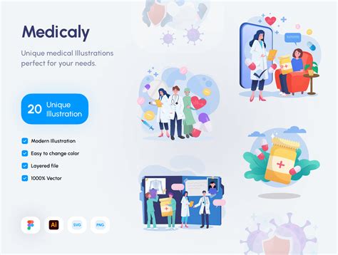Medicaly Medical Illustration Kit 20幅医疗医学防疫矢量插图插画图片设计素材 格外视觉 uigui