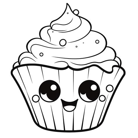 Großer Cupcake Ausmalbild kostenlos herunterladen