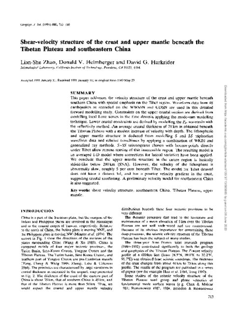 Pdf Shear Velocity Structure Of The Crust And Upper Mantle Beneath