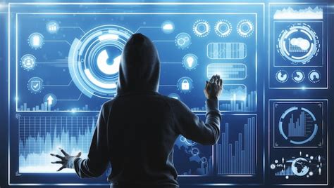 premium photo hacker touching digital interface screen