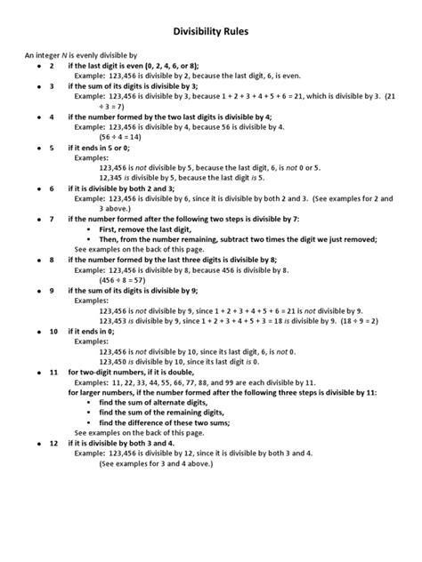 Rules Of Divisibility Download Free Pdf Number Theory