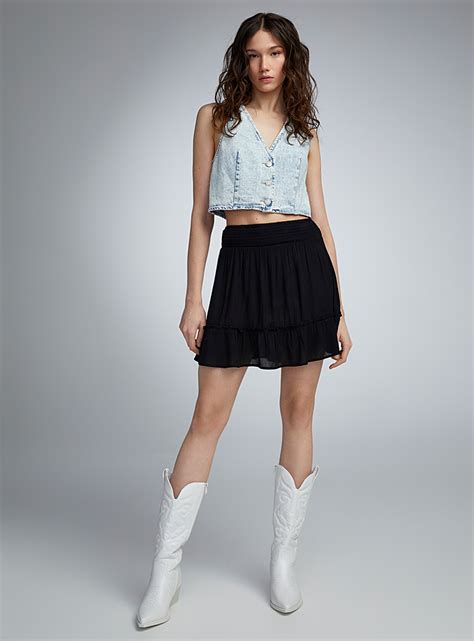 Ruffled Band Smocked Skirt Twik Shop Mini Skirts And Short Skirts