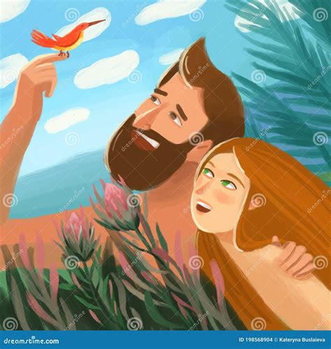 Bible Illustration About Adam And Eve In Eden Garden Stock Illustration Illustration Of Faith