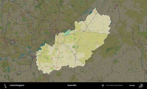 Rushcliffe Highlighted United Kingdom Openstreetmap Humanitarian Stock Illustration