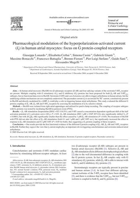 Pdf Pharmacological Modulation Of The Hyperpolarization Activated