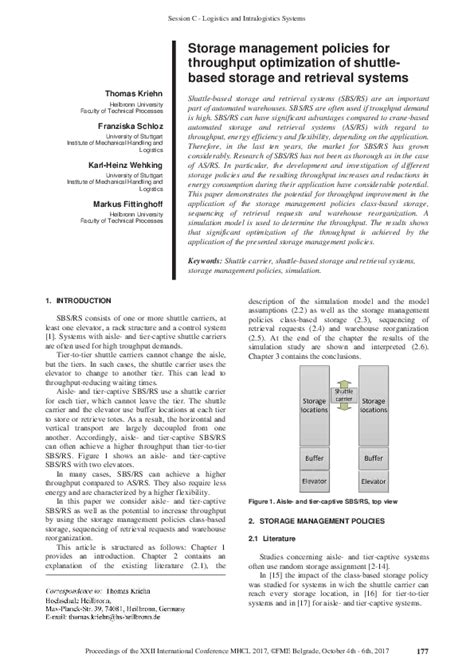 Pdf Storage Management Policies For Throughput Optimization Of Shuttle Based Storage And
