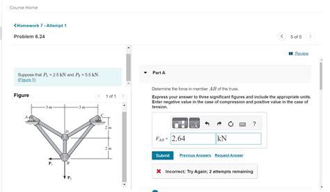 Solved Suppose That P1 2 5kN And P2 5 5kN Part A Figure 1 Chegg