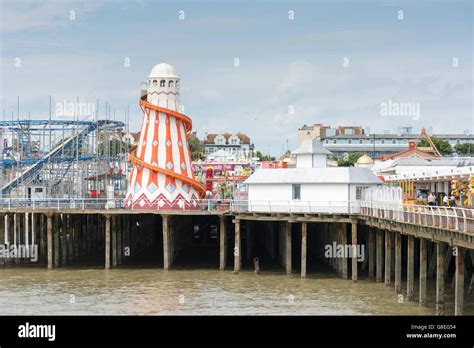 Clacton Pier With The Funfair And Helter Skelter And Amusement Arcades