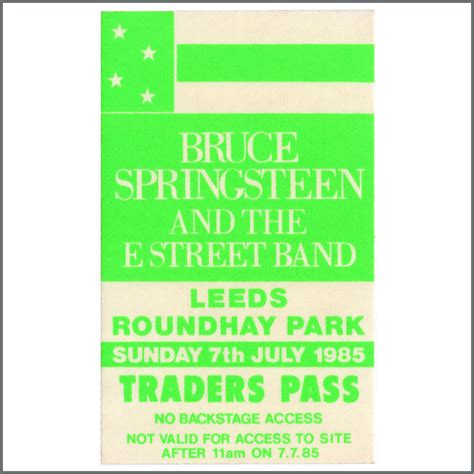 B30269 Bruce Springsteen 1985 Roundhay Park Leeds Unused Traders Pass
