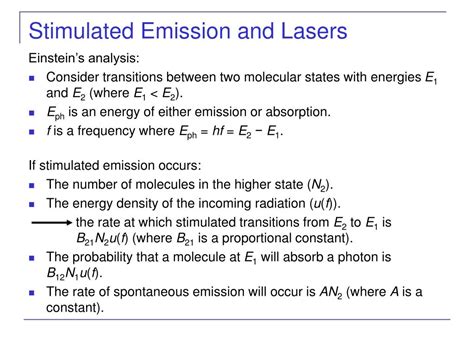Ppt Molecular Bonding And Spectra Stimulated Emission And Lasers