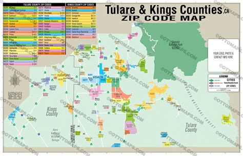 Tulare County And Kings County Zip Code Map California Files Pdf