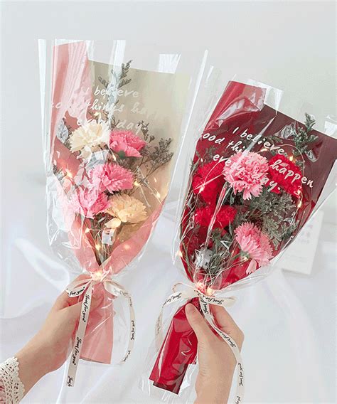 당일발송 눈부시게 카네이션 Led 조명 꽃다발 포장카드set 어버이날 스승의날 조화꽃다발 에이블리