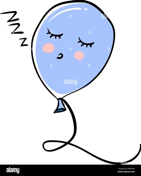 Sleeping Blue Balloon Illustration Vector On White Background Stock