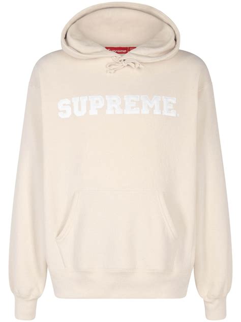 Supreme Logo Appliquéd Hoodie Neutrals Farfetch