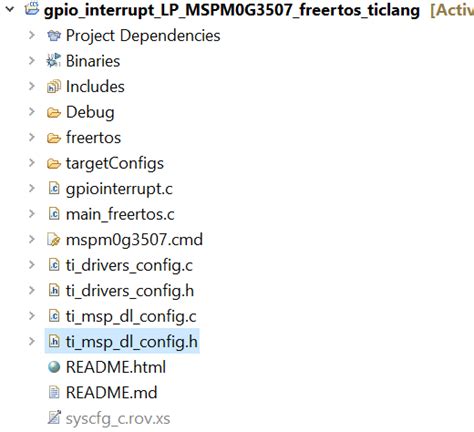LP MSPM G Syscfg Not Accessible With Free RTOS Example Arm Based Microcontrollers Forum