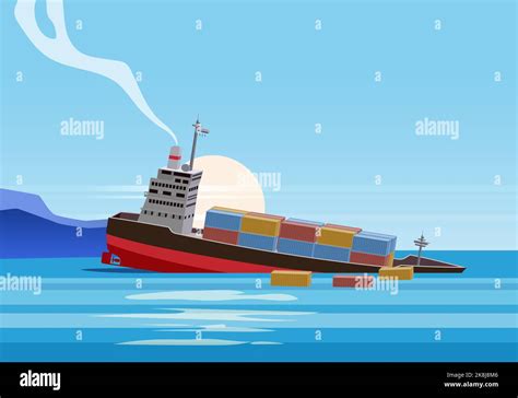 Sinking Container Ship Stock Vector Images Alamy