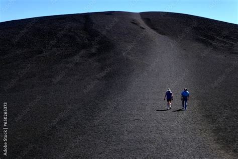 People Tourists Hiking On Inferno Cone At Craters Of The Moon National