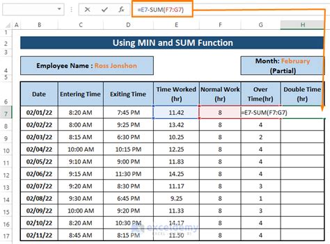 how to use an excel formula to calculate overtime and double time 3