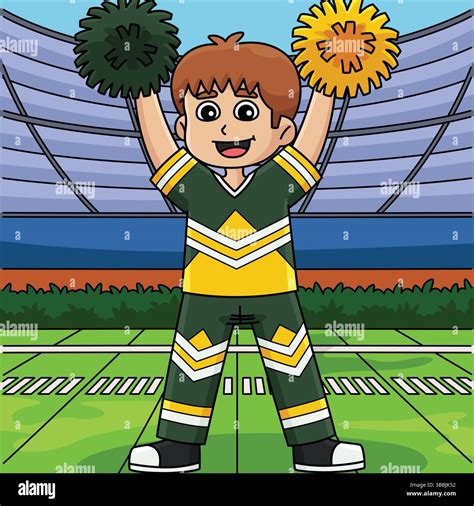 Male Cheerleader Touchdown Colored Cartoon Stock Vector Image And Art Alamy
