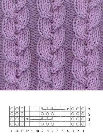 вязаная шапка с отворотом спицами женская схема Cable Knitting