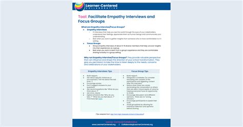 Facilitate Empathy Interviews And Focus Groups Tool