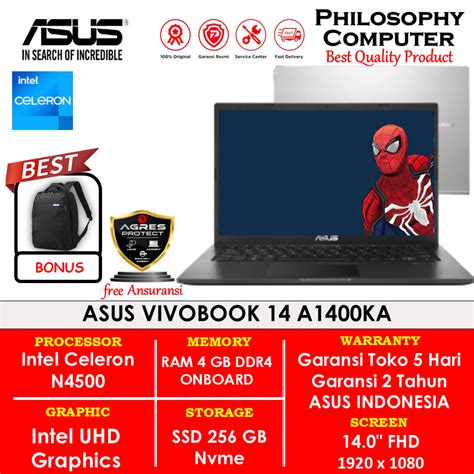 Jual Asus Vivobook 14 A1400ka Intel N4500 4gb8gb 512gb Ssd W11ohs 14