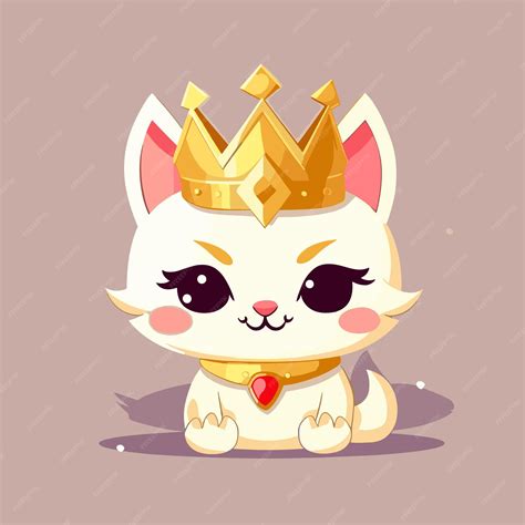 Premium Vector Cartoon Cat Wearing Golden Crown