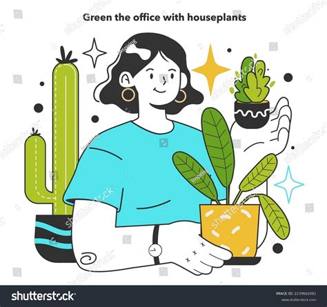 Green Office Houseplants Energy Efficiency Work Stock Vector Royalty Free 2239662081