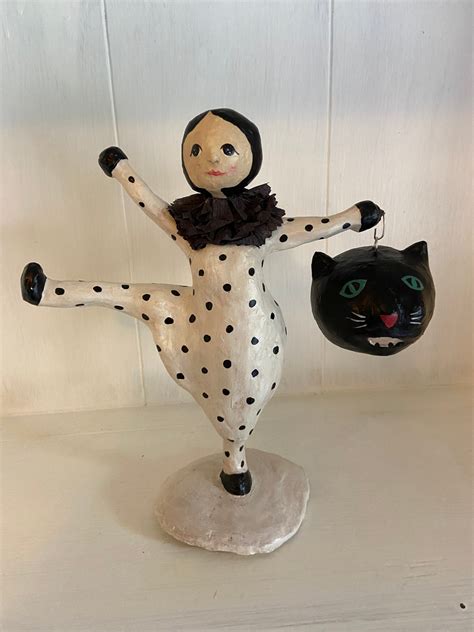 Pierrot Girl With Cat Lantern Vintage Style Etsy