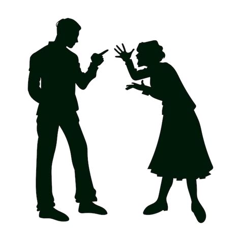 Pareja De Diseño Plano Discutiendo Silueta Vector Gratis