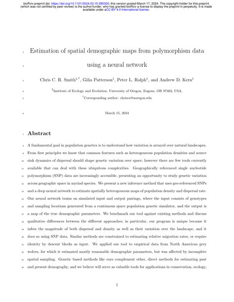 Pdf Estimation Of Spatial Demographic Maps From Polymorphism Data Using A Neural Network