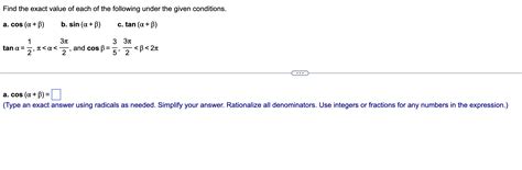 Solved Find The Exact Value Of Each Of The Following Under Chegg Com