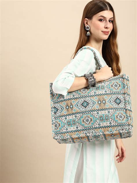 Buy Anouk Anouk Ethnic Motifs Printed Embroidered Oversized Shopper