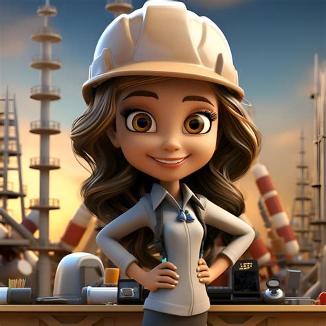 Premium Photo 3d Render Of Cartoon Engineer Girl On Shipyard