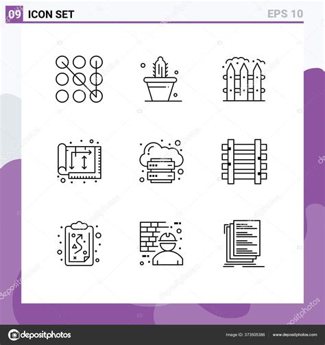 Set Vector Outlines Grid Hosting Interior Farming House Design Editable Stock Vector Image By