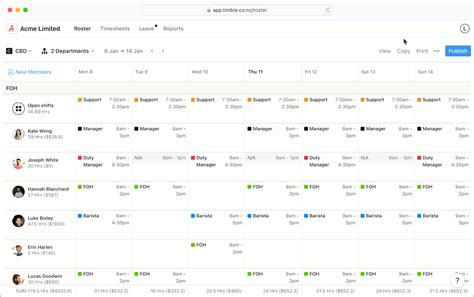 Rostering Templates Timble