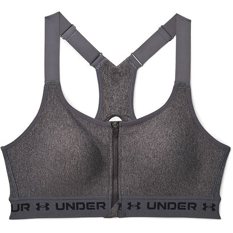 Under Armour Womens Armour High Crossback Zip Heather Sports Bra Academy