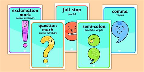 Punctuation Characters Display Posters Romanian Translation