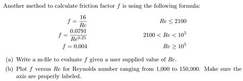 solved another method to calculate friction factor f is