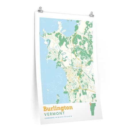 Burlington Vermont Street Map Poster Mrdad Store