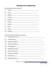 Naming Ionic Compounds Worksheet Odt Naming Ionic Compounds Name The Following Ionic Compounds