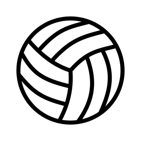 Volleyball Ball Line Icon Isolated On White Background Black Flat Thin