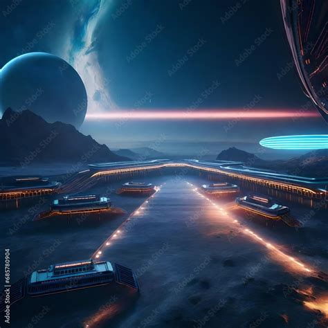 A Spaceport On An Alien Planet Serving As A Gateway For Interstellar