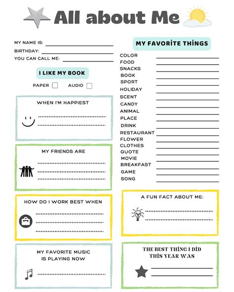 All About Me Template Coworker Questions Printable Etsy