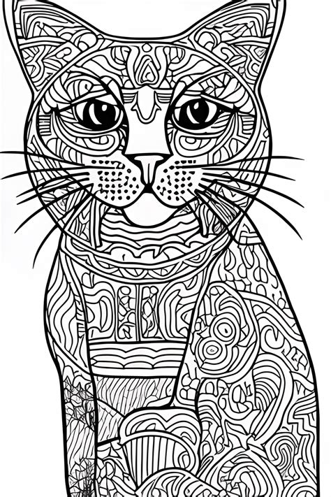 Digitale Grafische Kleurplaat Voor Katten Zwart En Wit Creative Fabrica