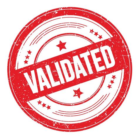 VALIDATED Text On Red Round Grungy Stamp Stock Illustration