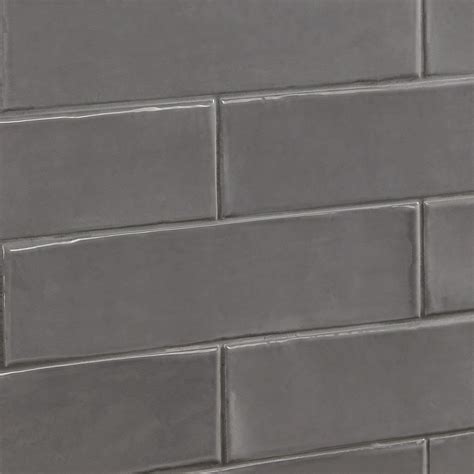 Sample Manchester Charcoal Gray 3x12 Subway Glazed Ceramic Wall Tilee