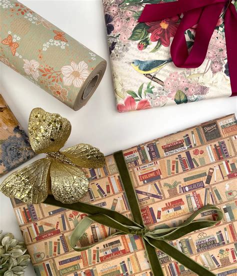 Printed Bookshelves On Kraft Paper Ribbon And Blues