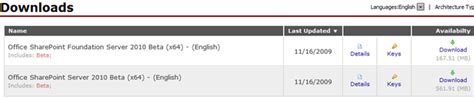 sharepoint 2010 beta 2 released to technet and msdn subscribers rest of
