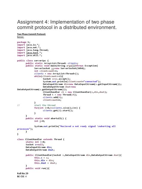 Two Phase Commit Protocol Roll No 29 Pdf Internet Architecture